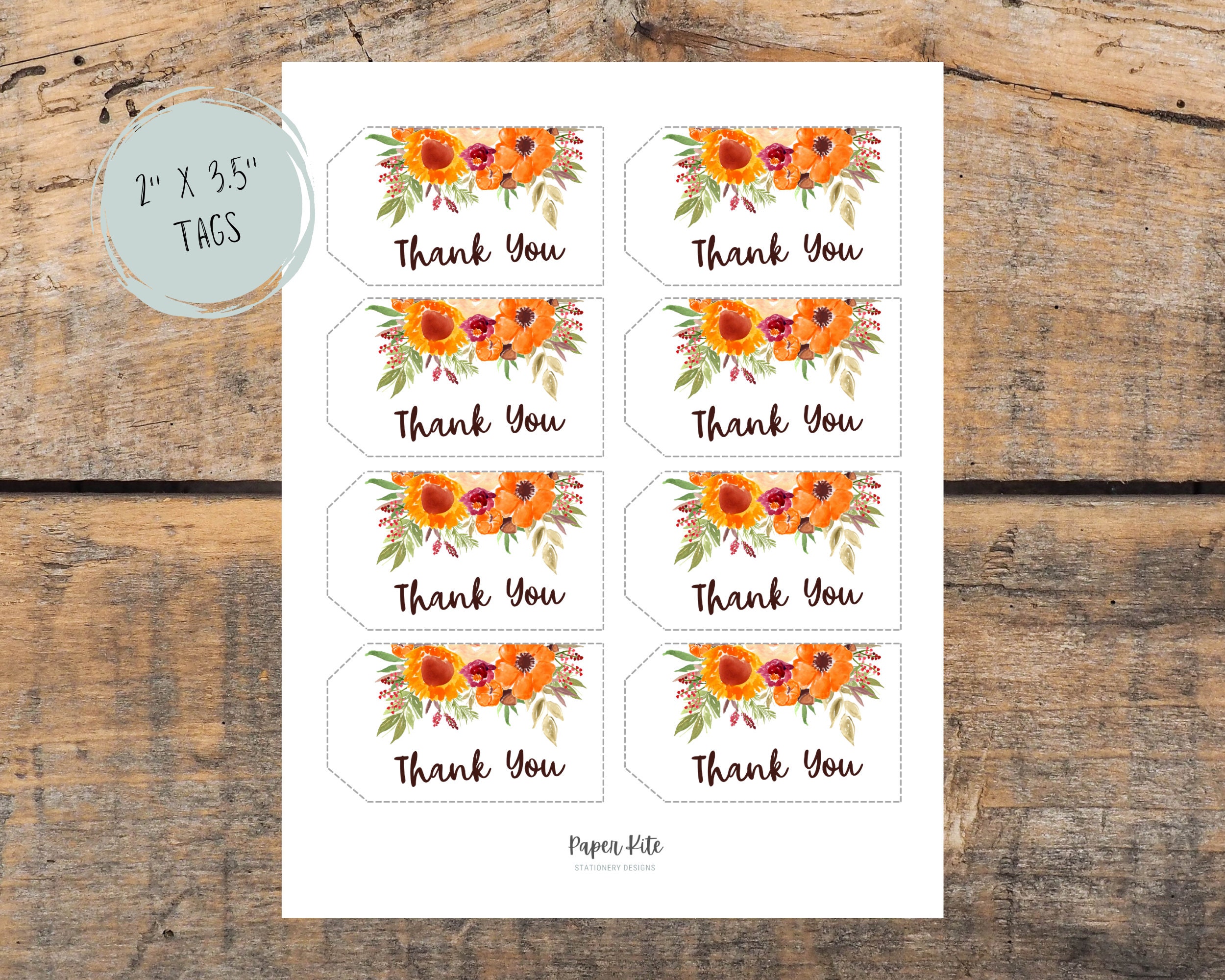 Digital Thank You Tags Printable Thank You Tags Floral - Etsy