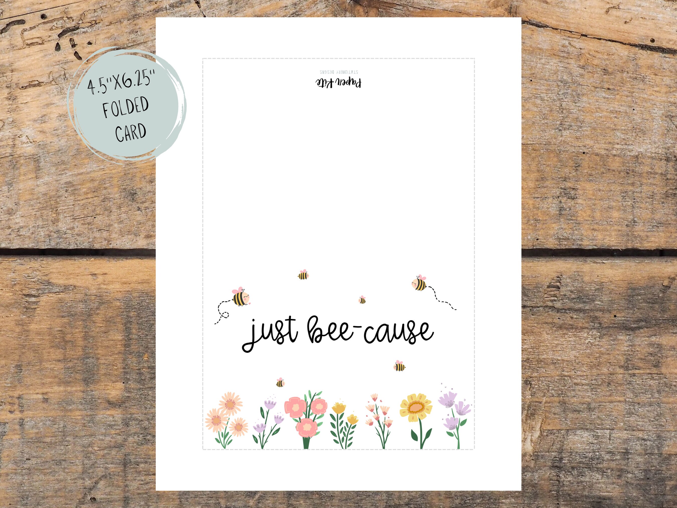 Just Because Bee Digital Printable Card Just Because - Etsy