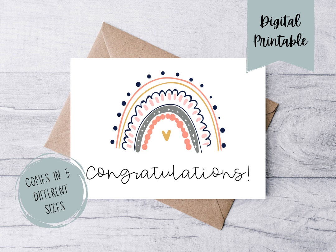 Rainbow Congratulations Digital Card Rainbow Congratulations - Etsy