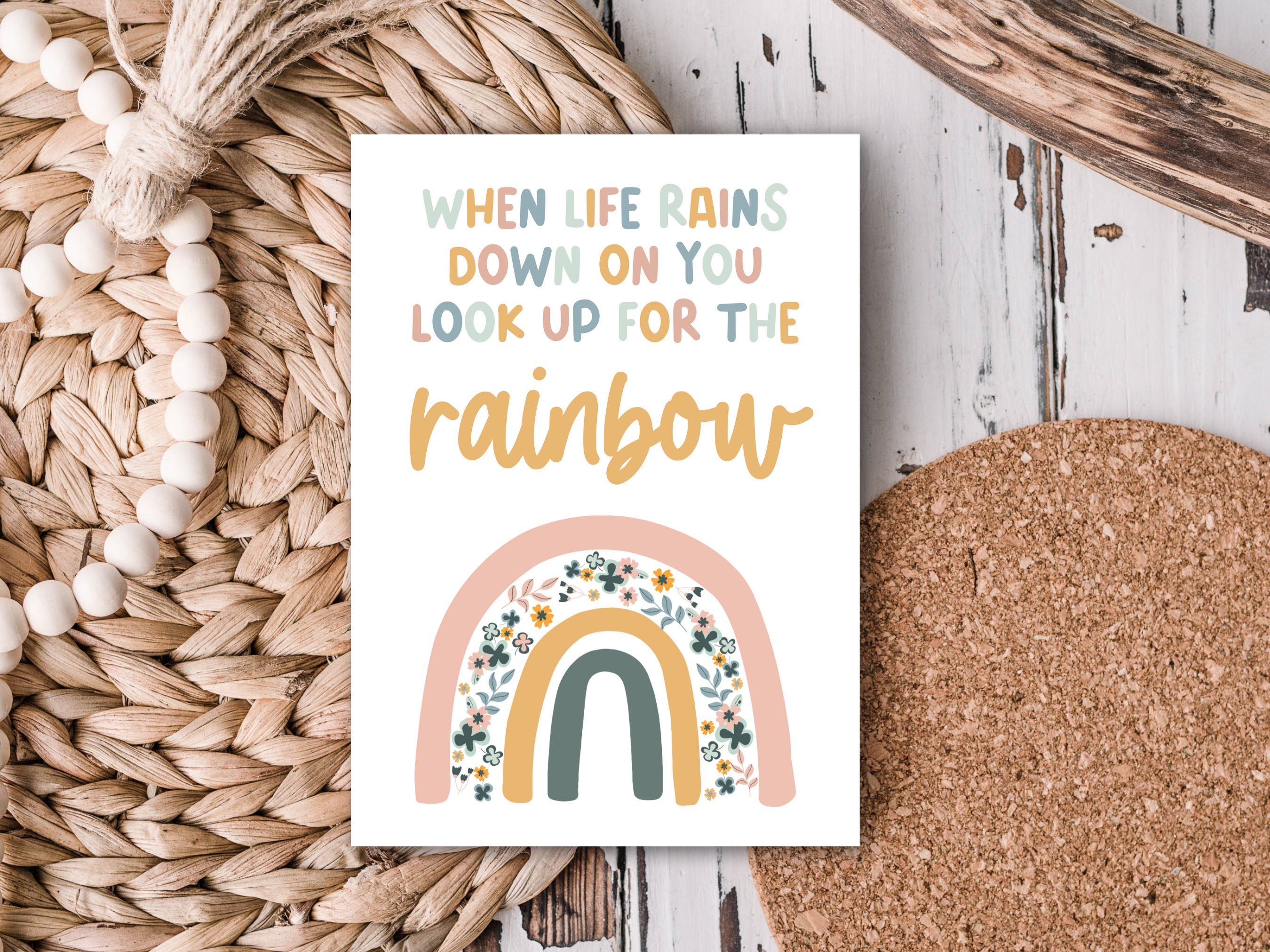 Rainbow Printable Card Encouragement Digital Card Pick Me up Digital ...