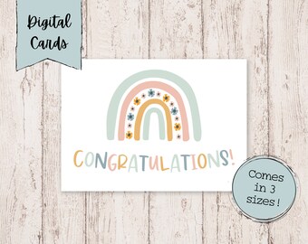 Rainbow Bunting Congratulations Cute Rainbow Congratulations - Etsy