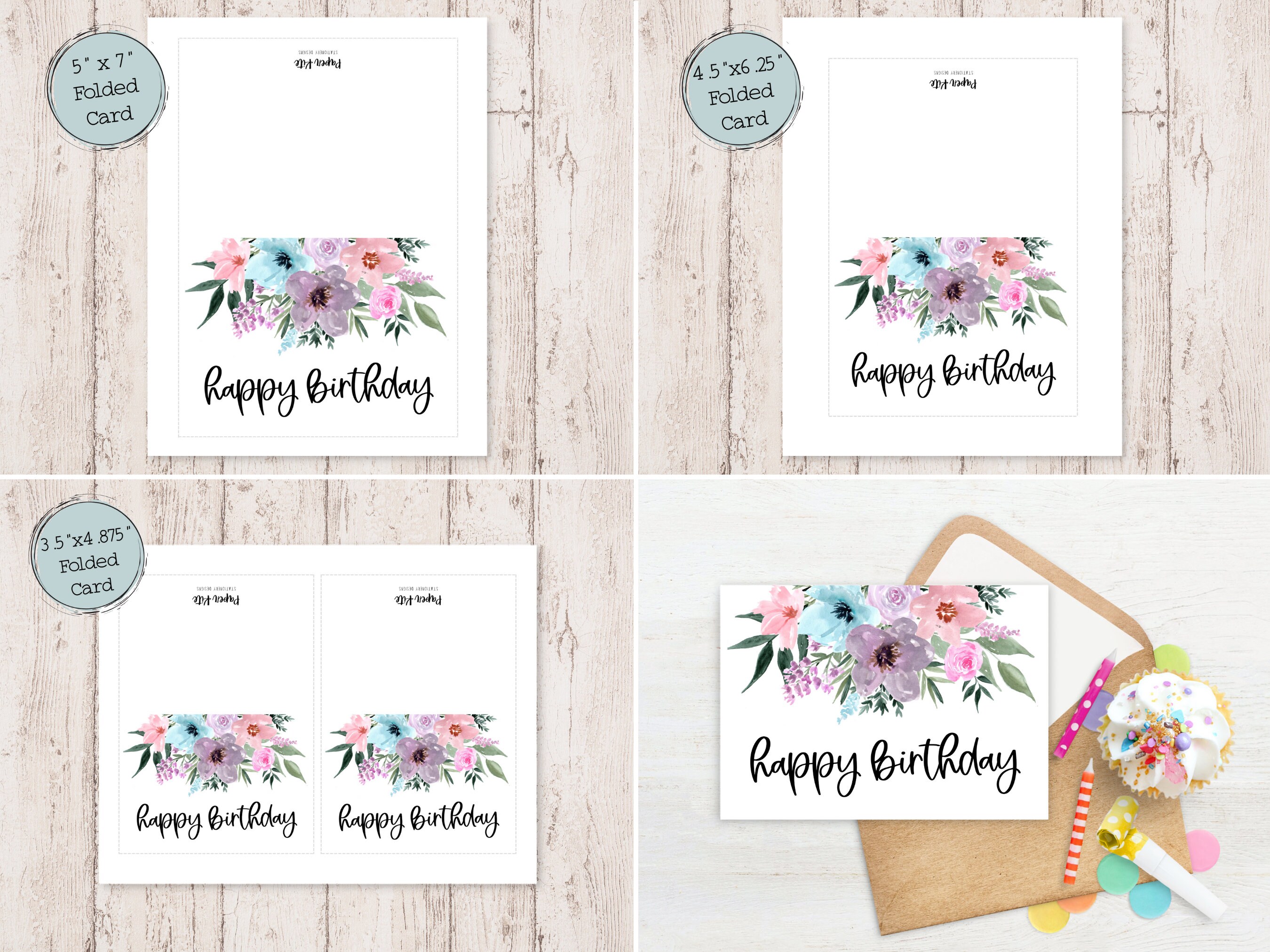 Birthday Printable Cards Digital Birthday Cards Floral Birthday Cards ...