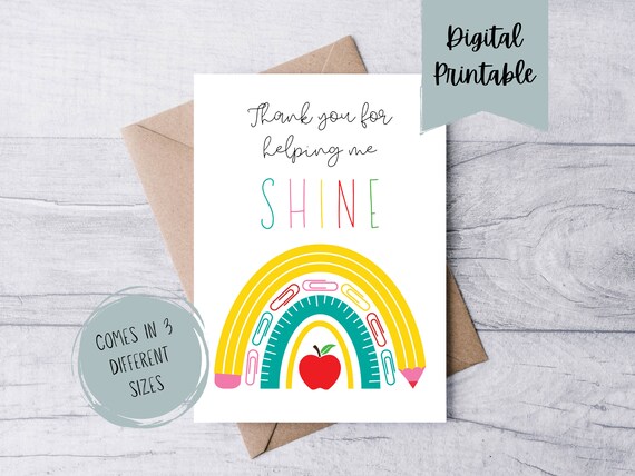 Teacher Appreciation Printable Card Teacher Appreciation - Etsy