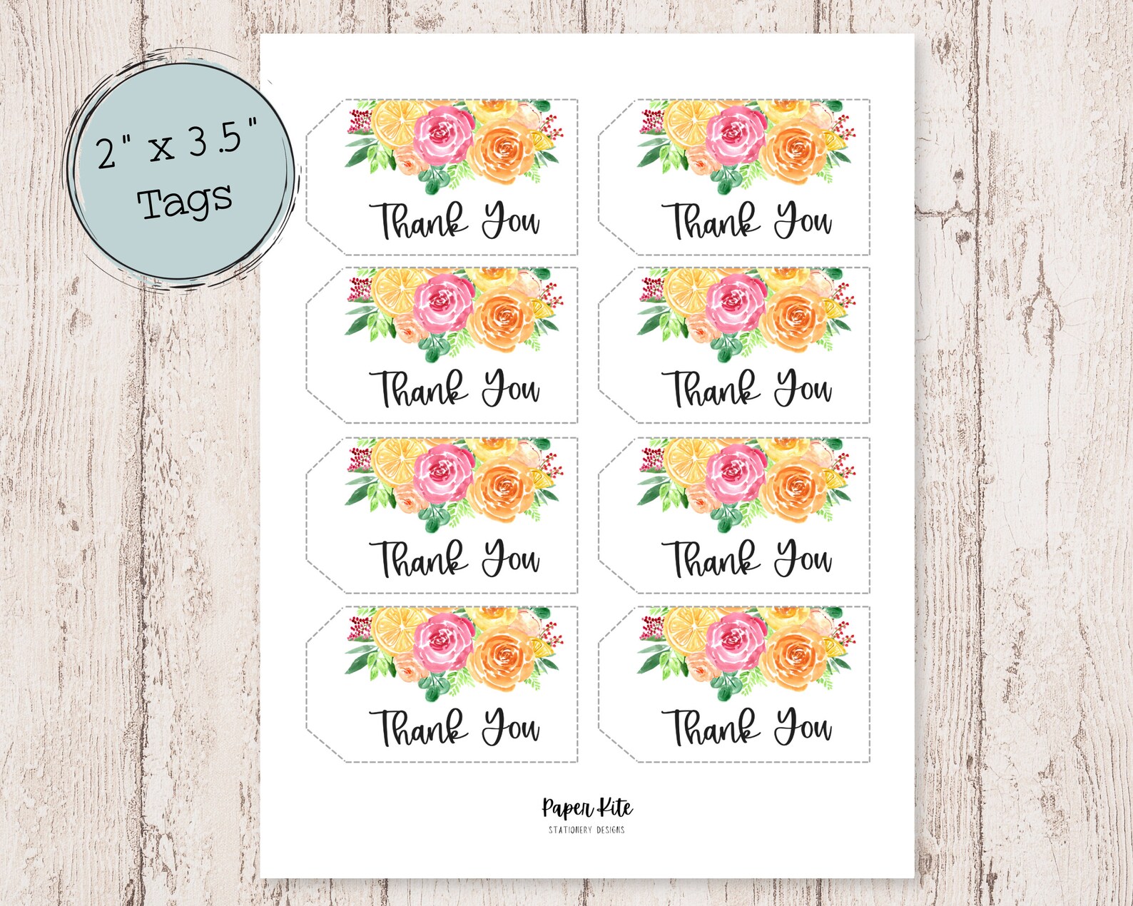 Digital Thank You Tags | Printable Thank You Tags | Floral Thank You ...