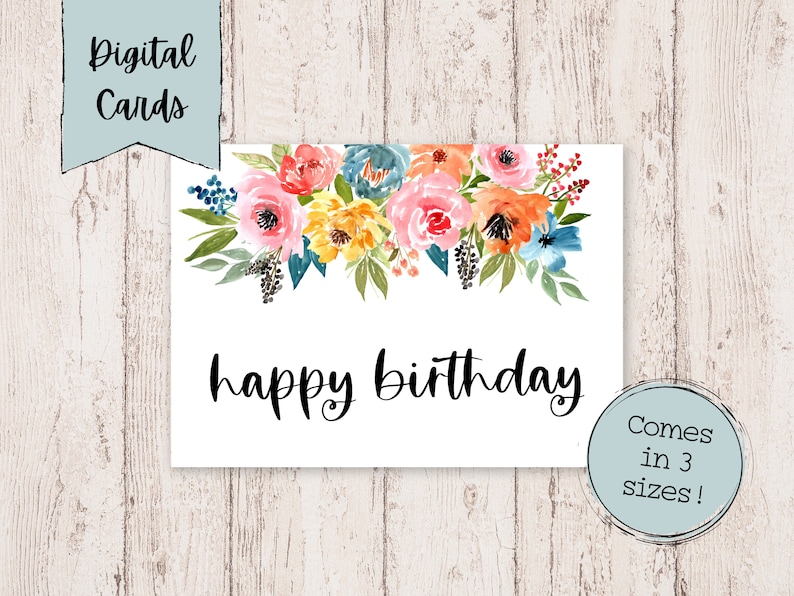 Happy Birthday Digital Card Birthday Printable Card - Etsy