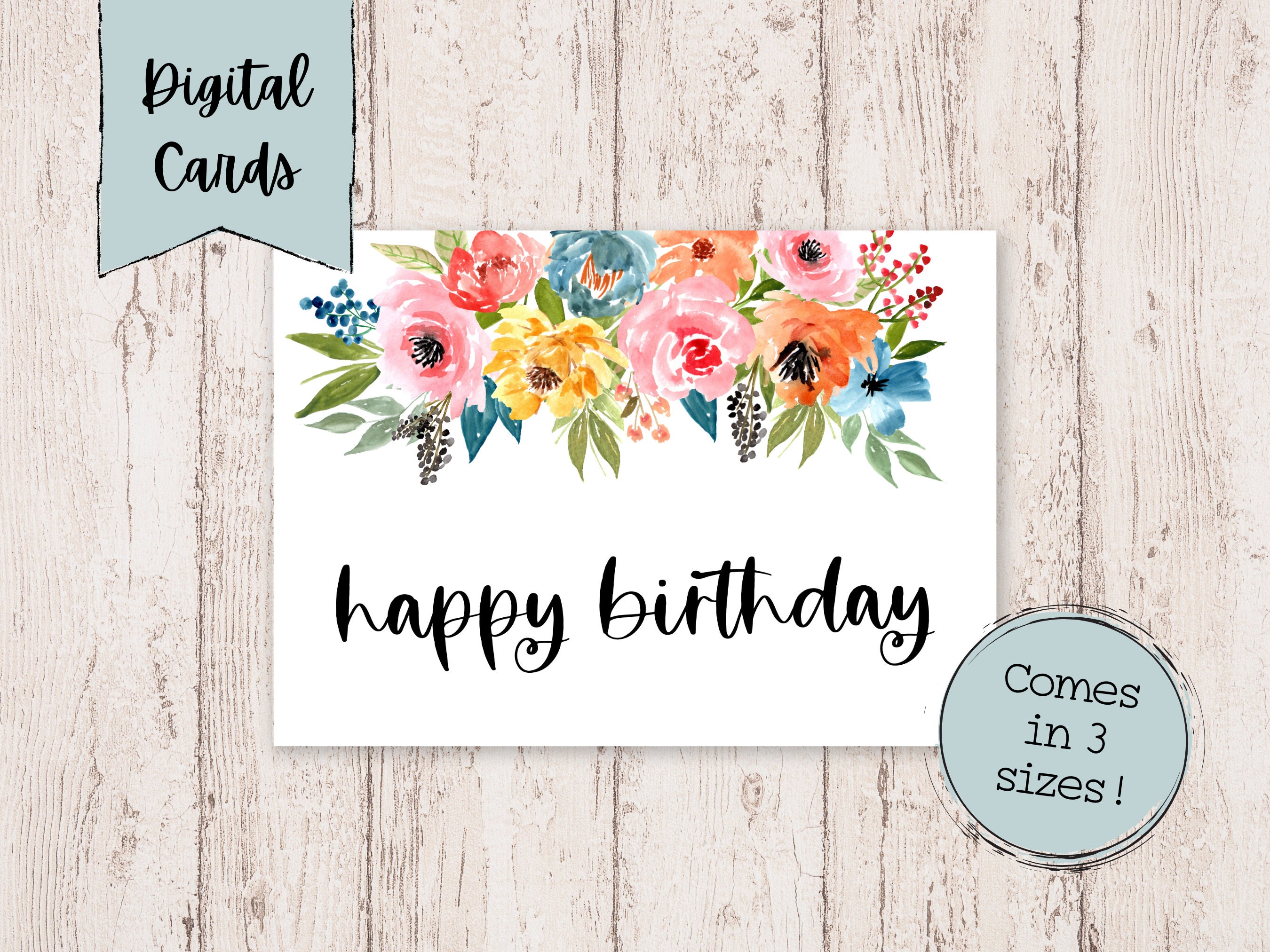 Happy Birthday Digital Card Birthday Printable Card - Etsy