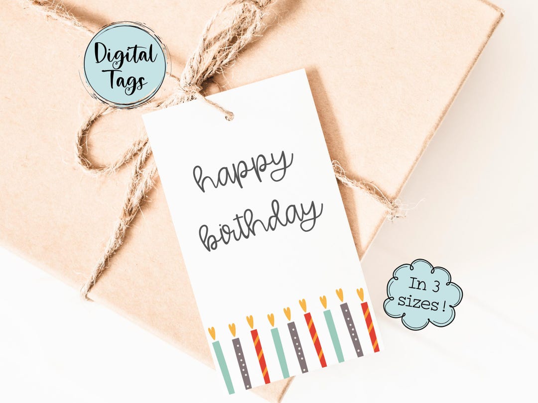 Birthday Tags Digital | Printable Birthday Tags | Birthday Digital ...
