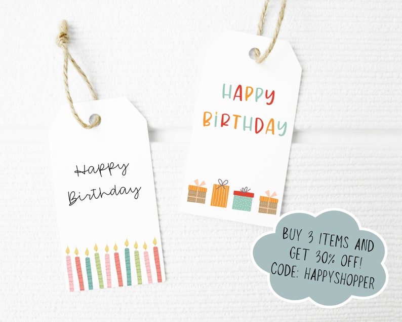 Birthday Tags Digital Printable Birthday Tags Birthday - Etsy