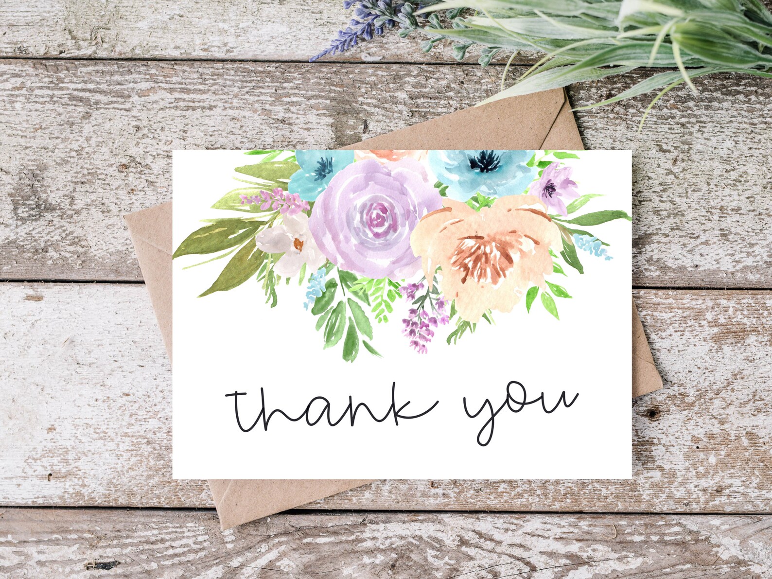 Digital Thank You Cards Printable Thank You Cards Floral - Etsy