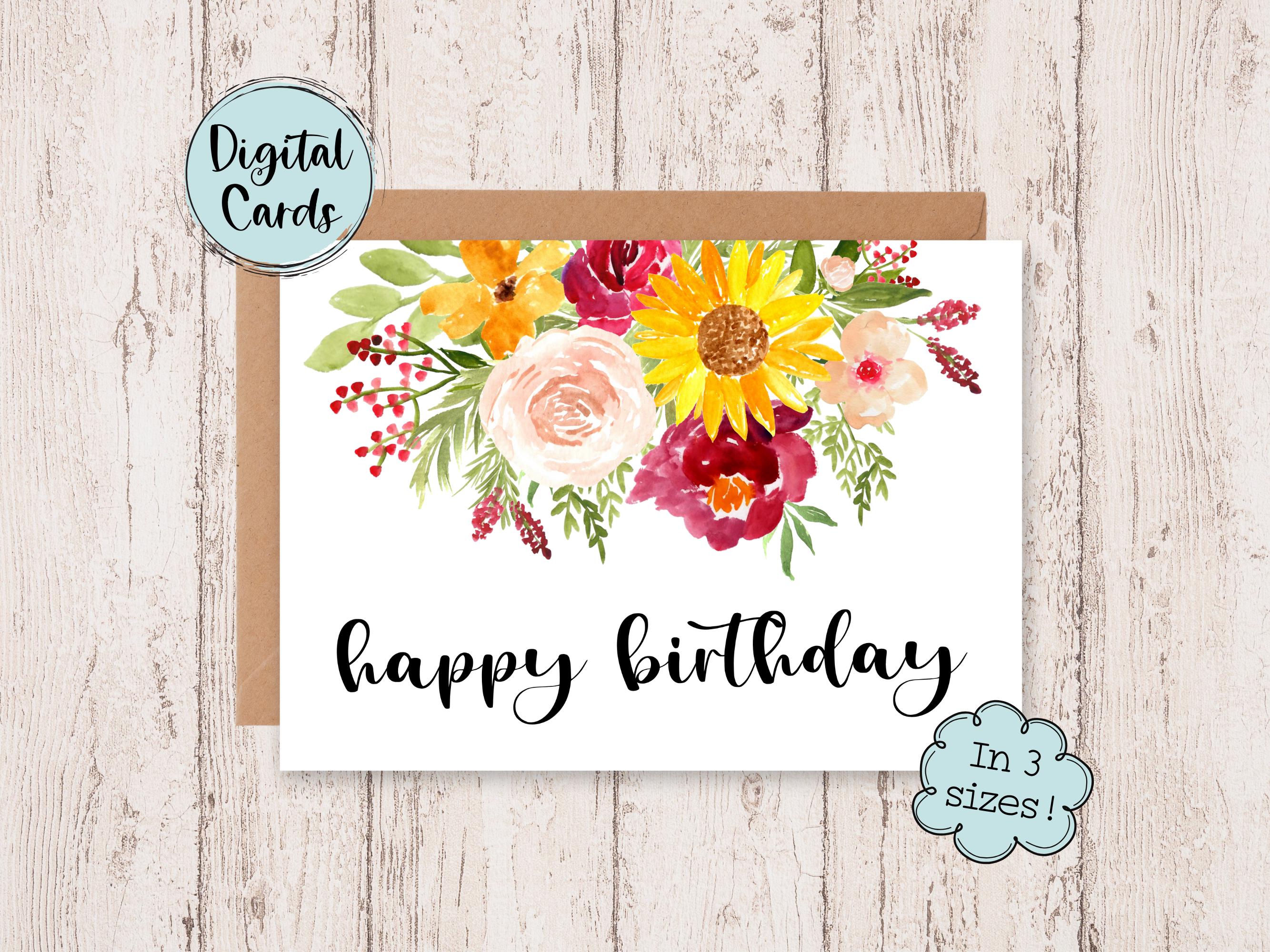 Happy Birthday Digital Card | Birthday Printable Card | Digital ...