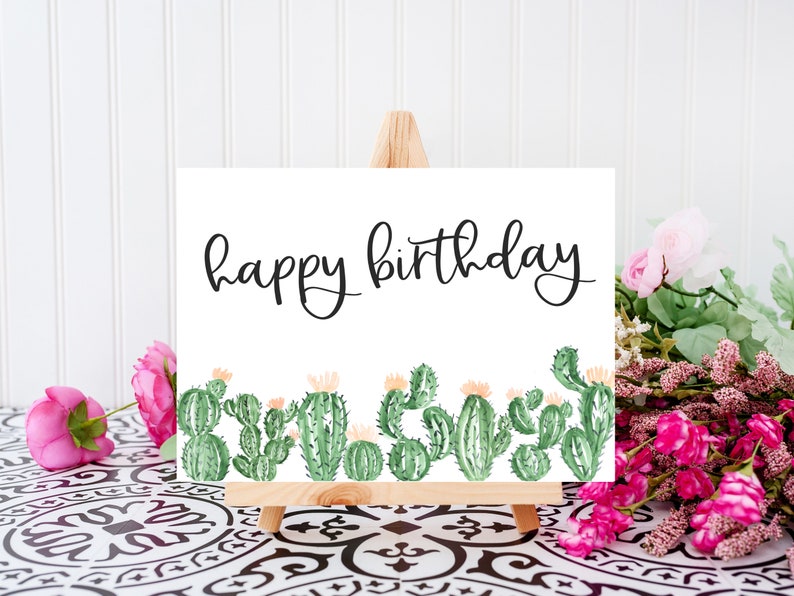 Happy Birthday Digital Card Watercolor Birthday Printable Card ...