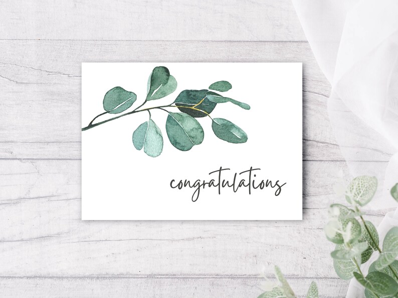 Greenery Congratulations Printable Cards | Wedding Congratulations ...