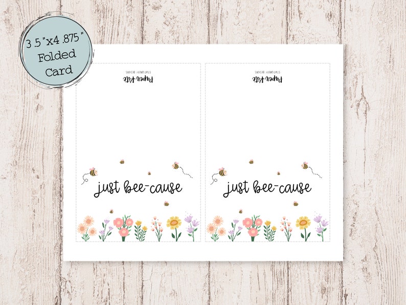 Just Because Bee Digital Printable Card | Just Because Printable Card ...
