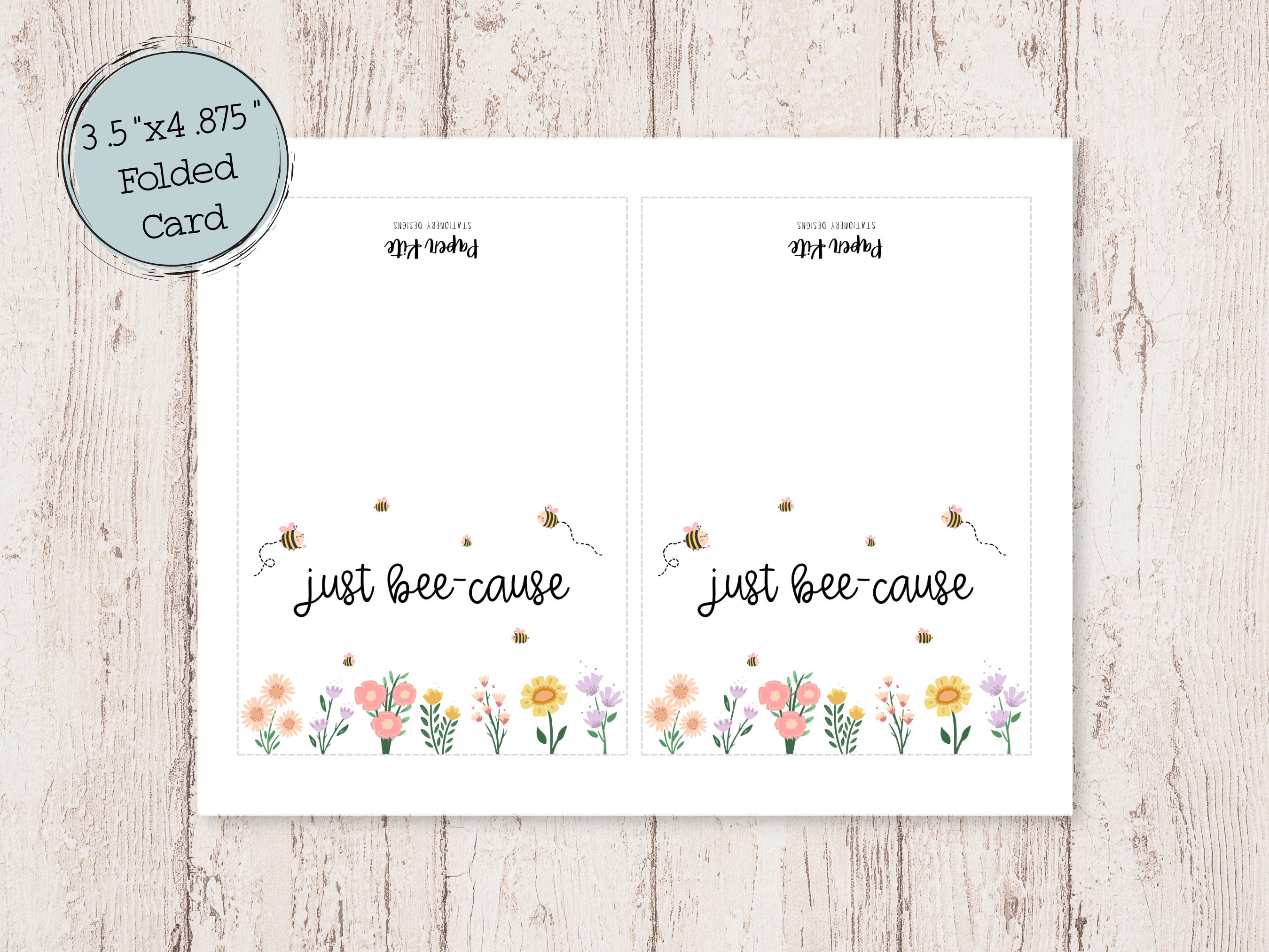 Just Because Bee Digital Printable Card | Just Because Printable Card ...