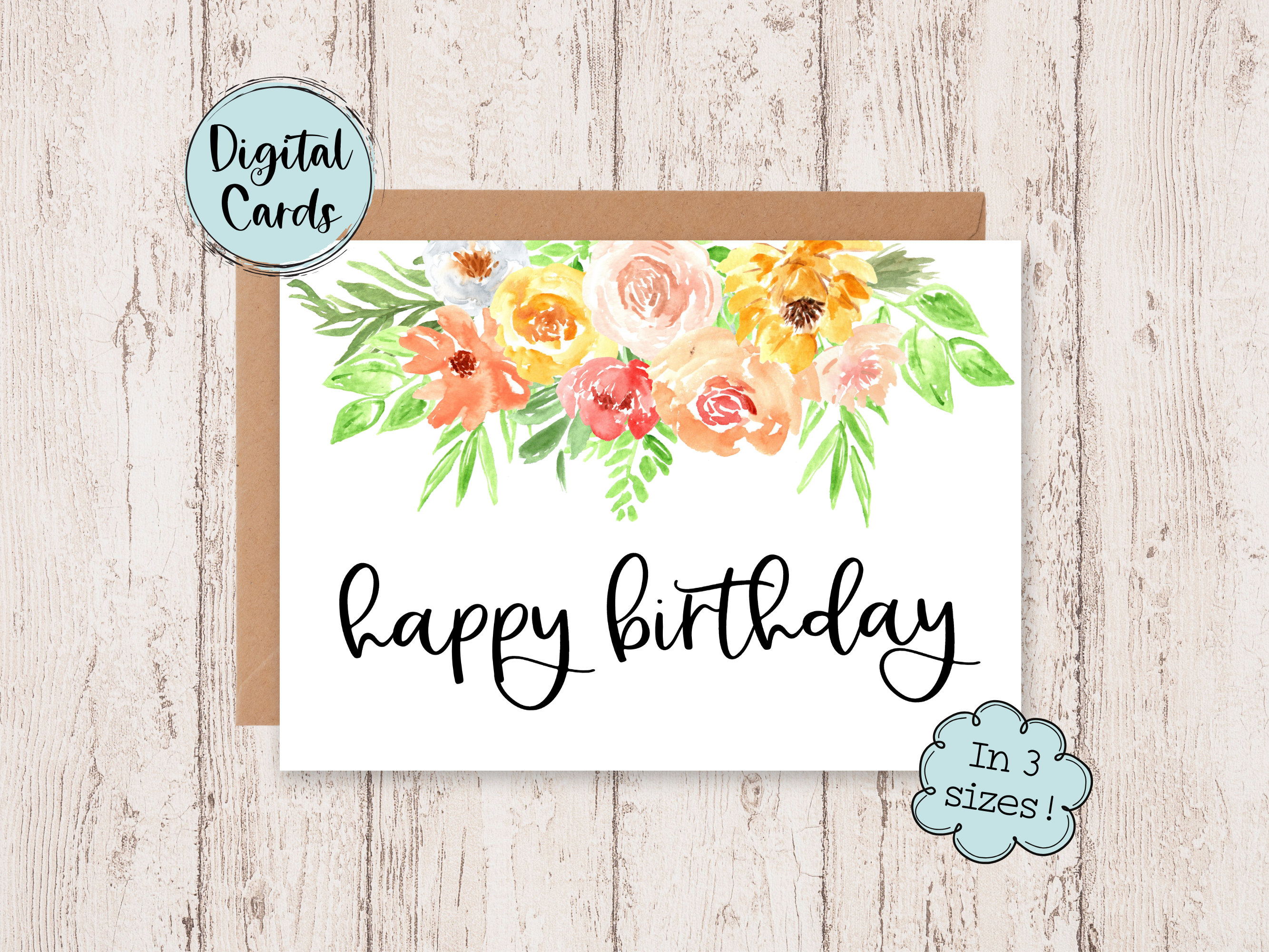 Happy Birthday Digital Card | Birthday Printable Card | Digital ...
