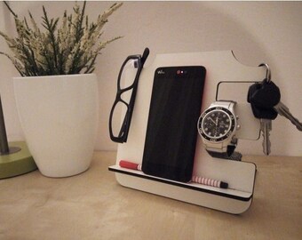 Wooden desk clock organizer Wooden clock Desk clock Desk | Etsy