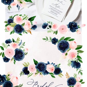 Bridal Navy Watercolor Clipart, Navy Blush Watercolor Png Floral ...