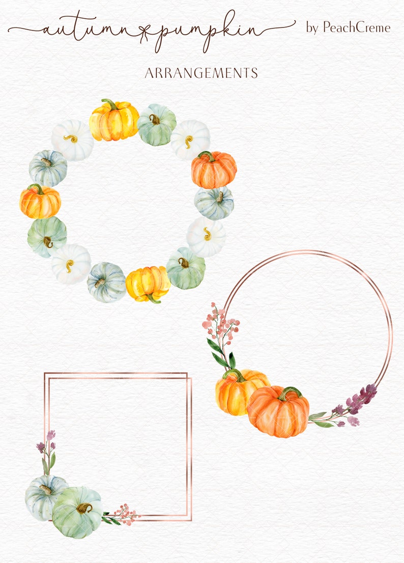 Pumpkin watercolor Clipart Halloween Autumn Harvest Yellow | Etsy