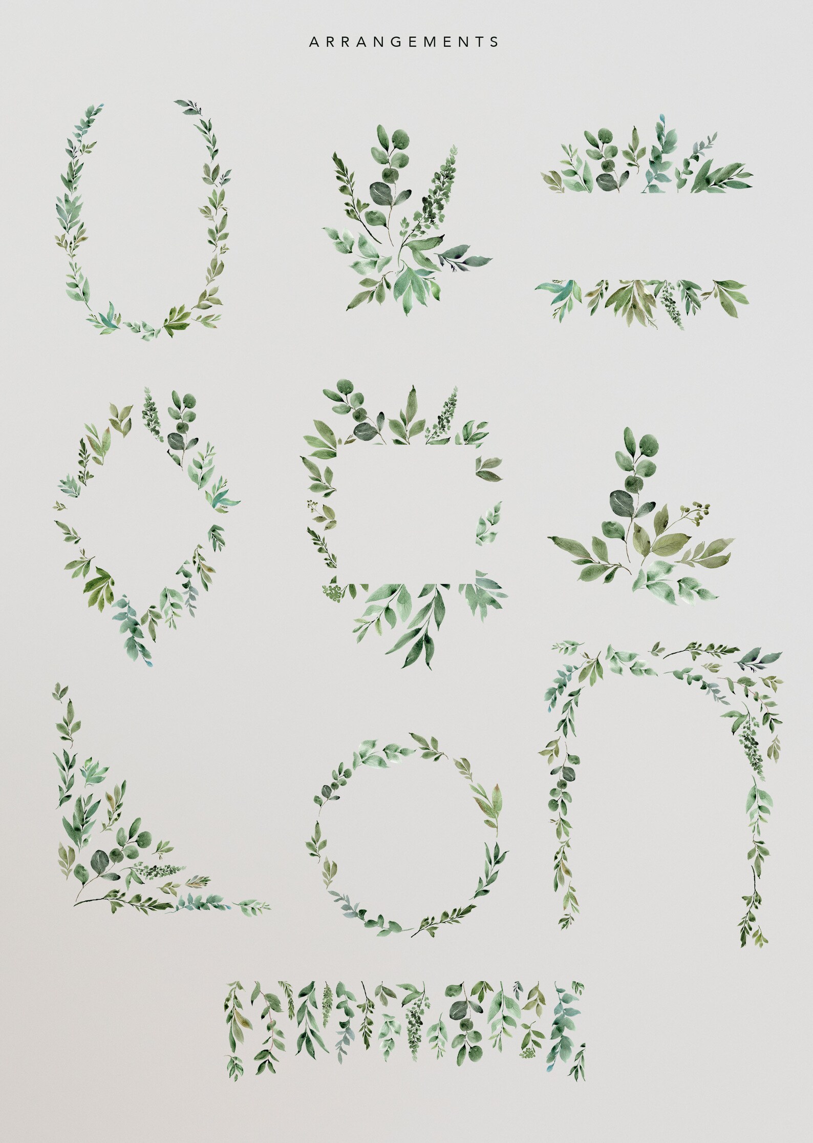 Greenery Watercolor Trendy Greenery Greenery Wedding - Etsy