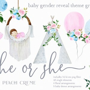Watercolor Baby Shower Clipart, Baby Gender Clipart, Reveal Party ...