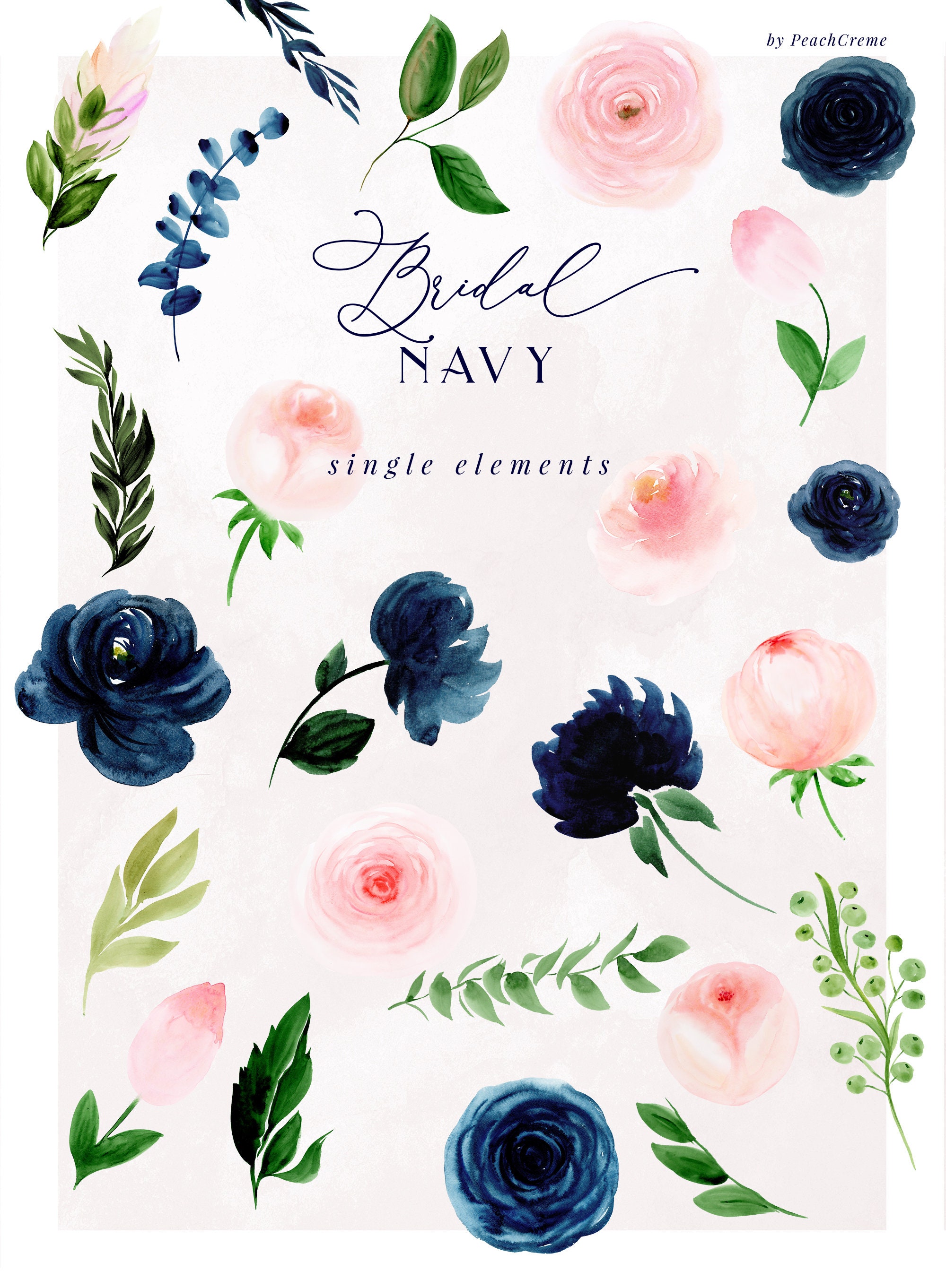Bridal Navy Watercolor Clipart Navy Blush Watercolor Png - Etsy