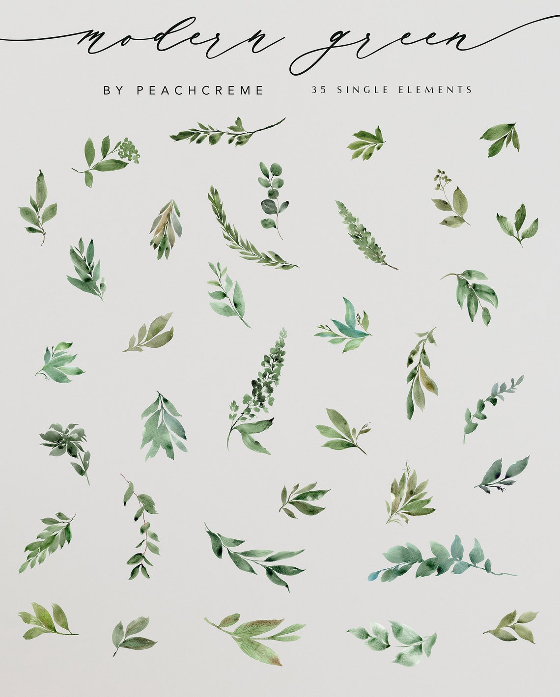 Greenery Watercolor Trendy Greenery Greenery Wedding - Etsy