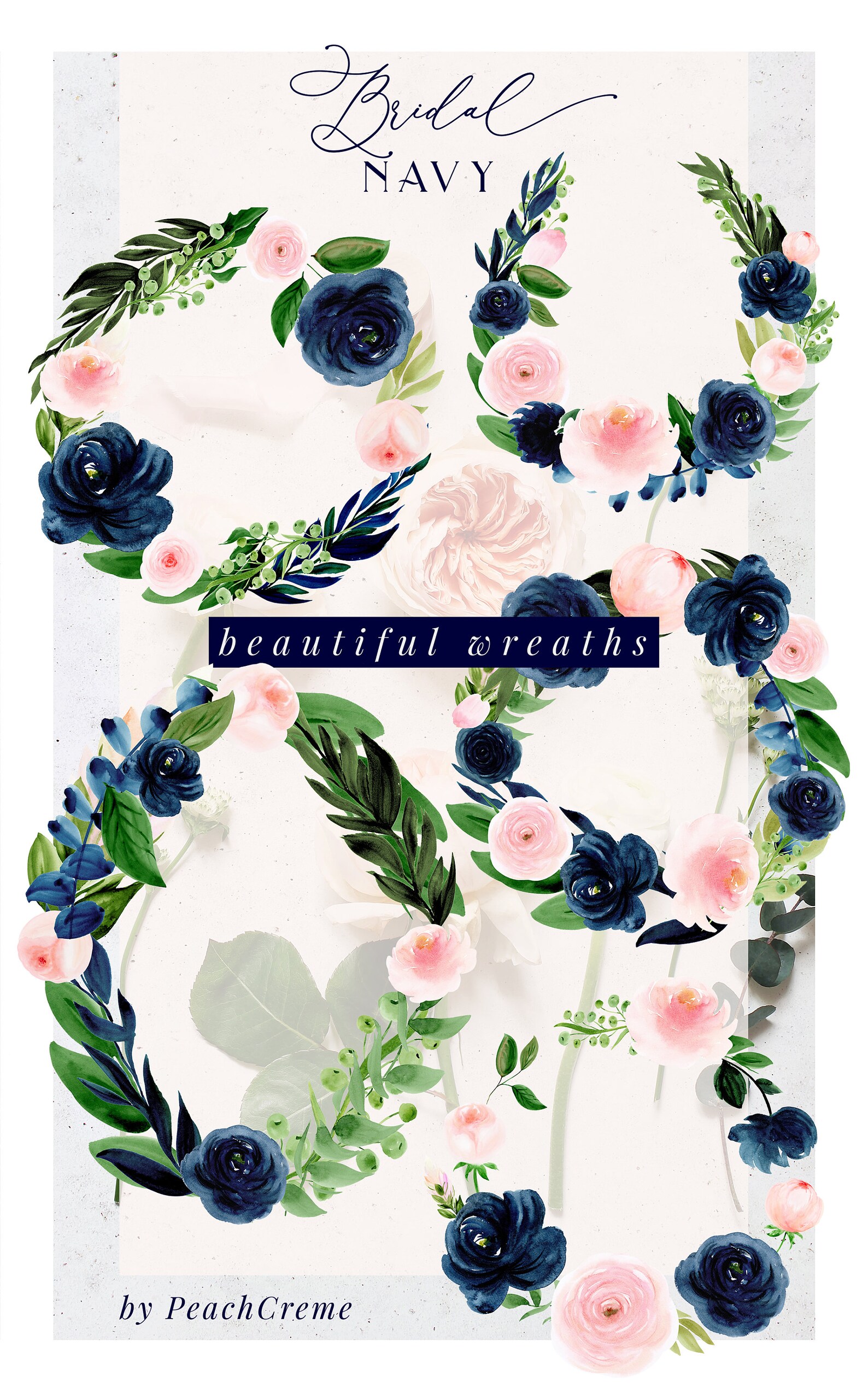 Bridal Navy Watercolor Clipart Navy Blush Watercolor Png - Etsy