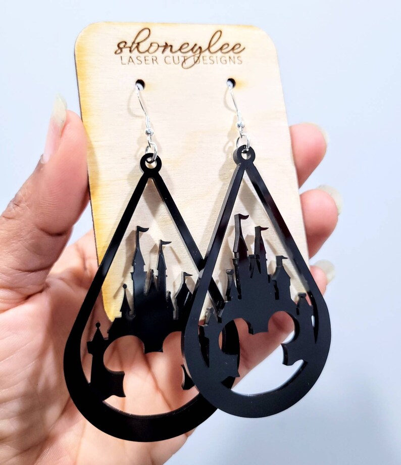 Disney Castle Mickey Mouse Acrylic Teardrop Earrings - Etsy