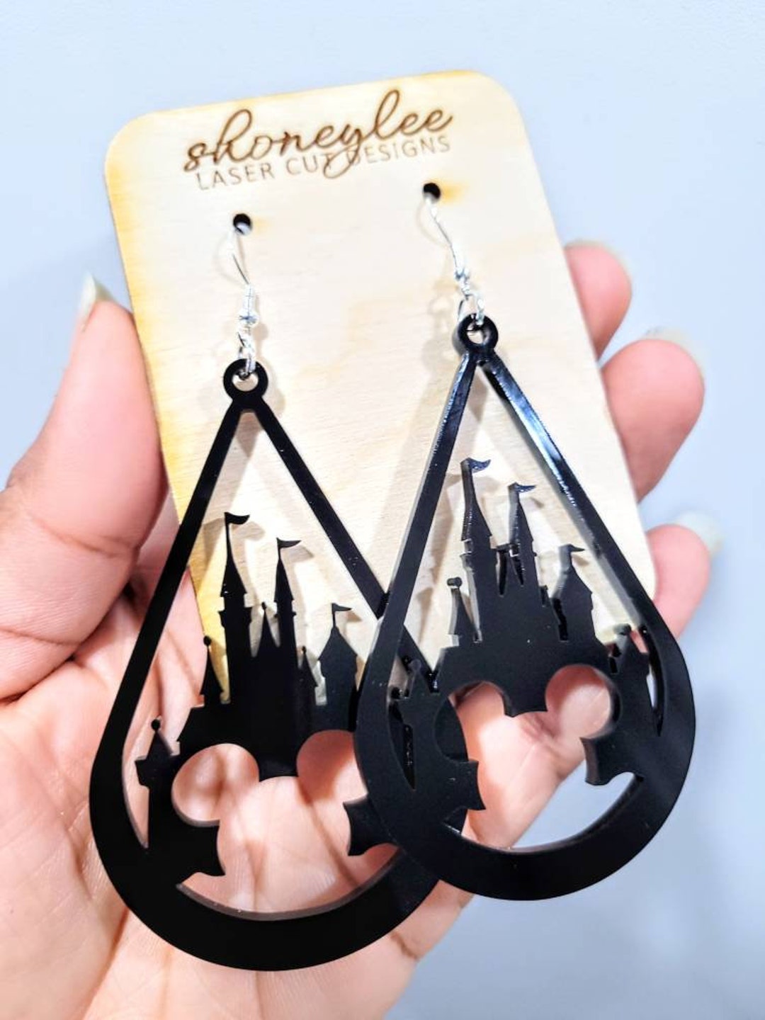 Disney Castle Mickey Mouse Acrylic Teardrop Earrings - Etsy