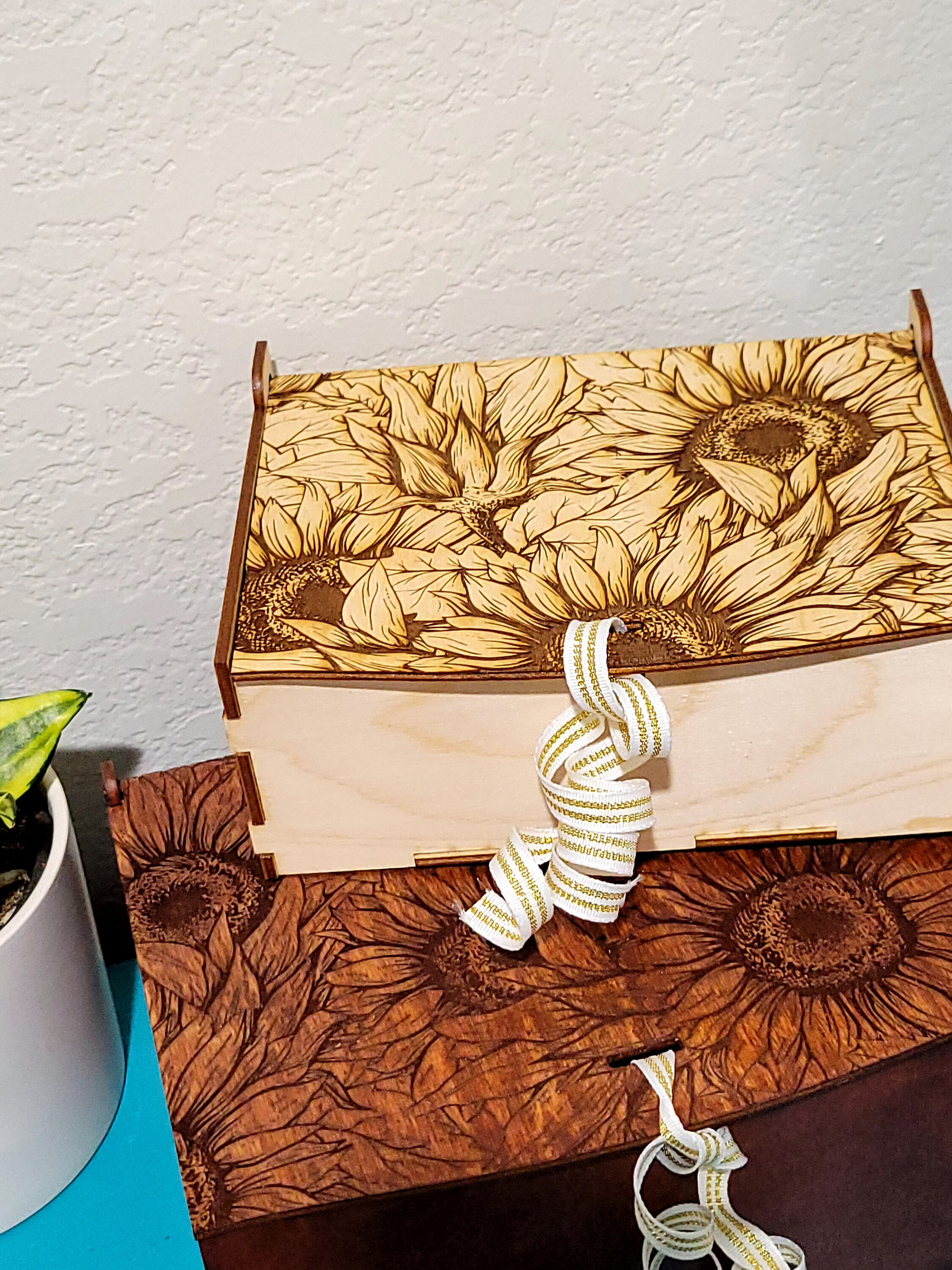 Wooden Sunflower Box, Keepsake Box, Photo Box, Wedding Gift, Custom ...