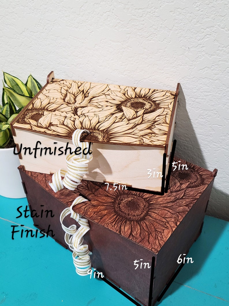 Wooden Sunflower Box, Keepsake Box, Photo Box, Wedding Gift, Custom ...