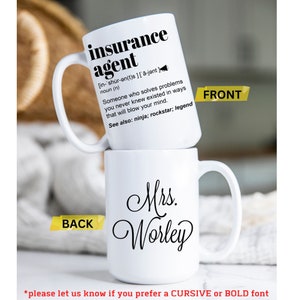 Funny INSURANCE AGENT Gift Mug for Men and Women L for Birthday ...
