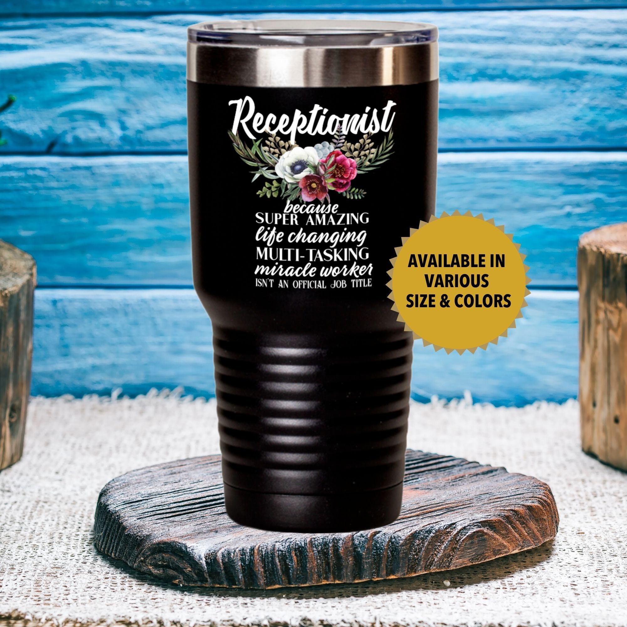 Funny Receptionist Gift Floral Tumbler Stainless Steel | Etsy