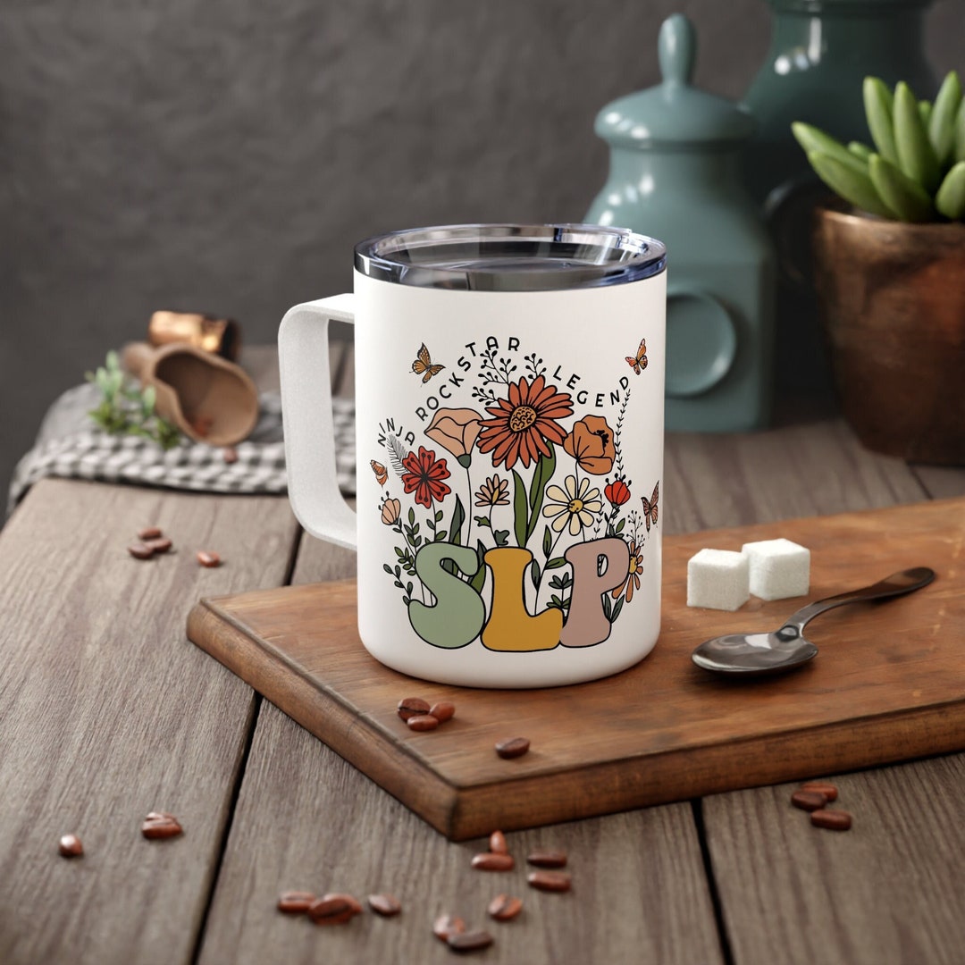 SLP Therapist Travel Mug Personalized Wildflower Mug for Women Gift for ...
