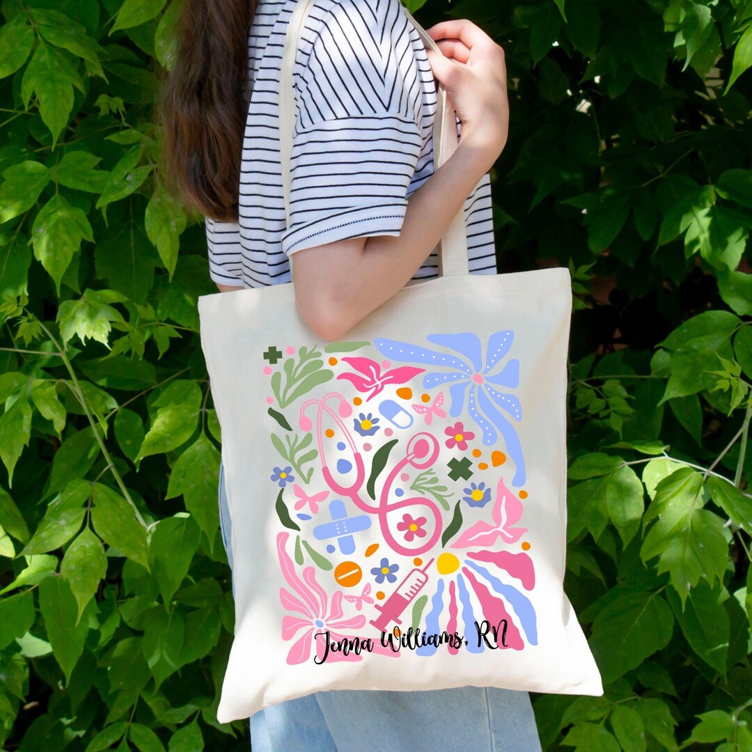 Nurse Tote Bag Personalized Cute Nurse Bag Custom Name Canvas Bag ...