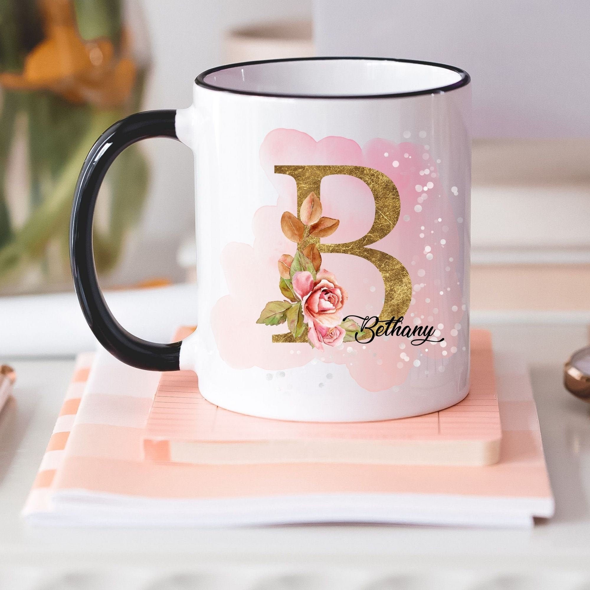 Taza Moderna Personalizada L Nombre Personalizado Y Inicial L Etsy