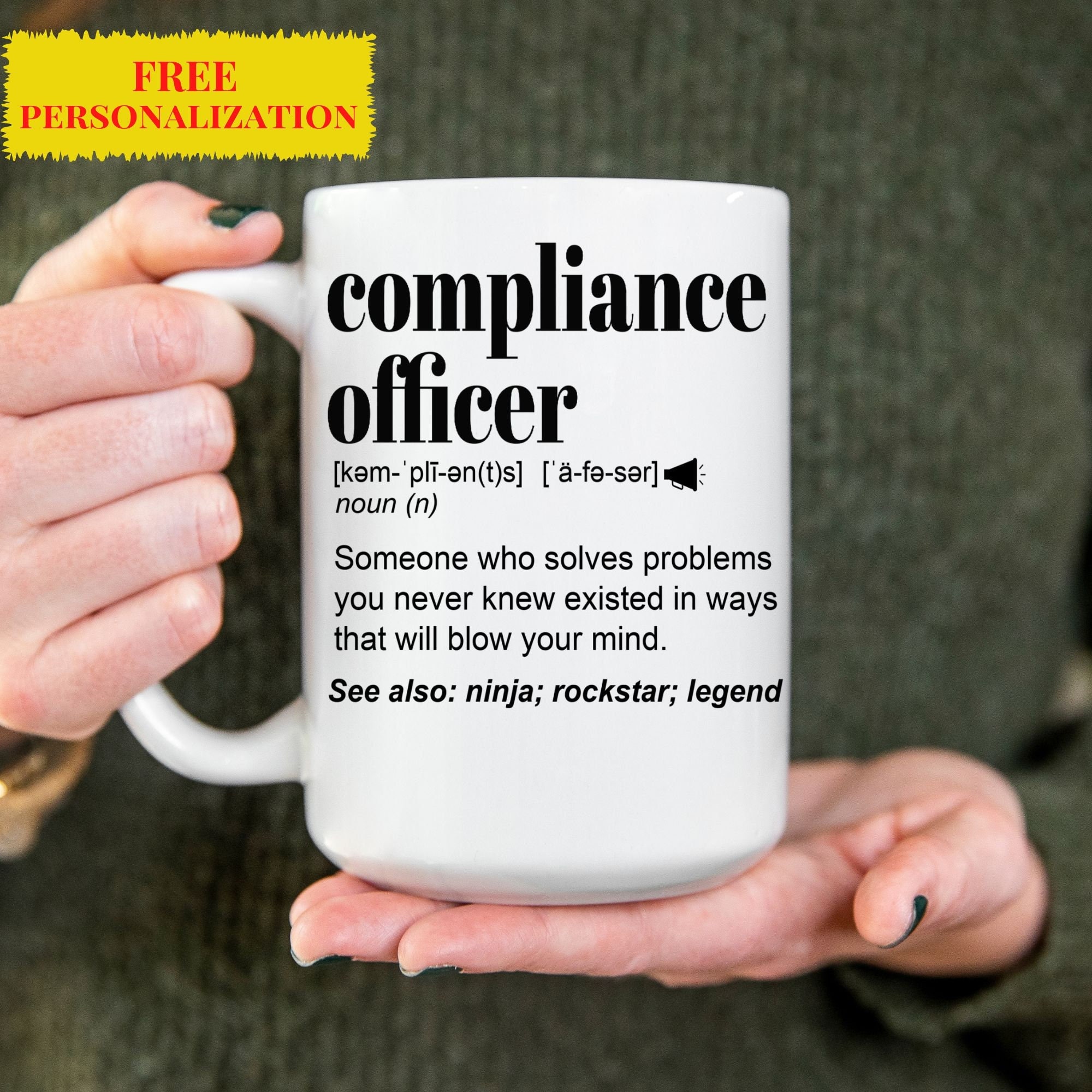 Funny COMPLIANCE OFFICER Gift Mug L for Women and Men L Appreciation ...