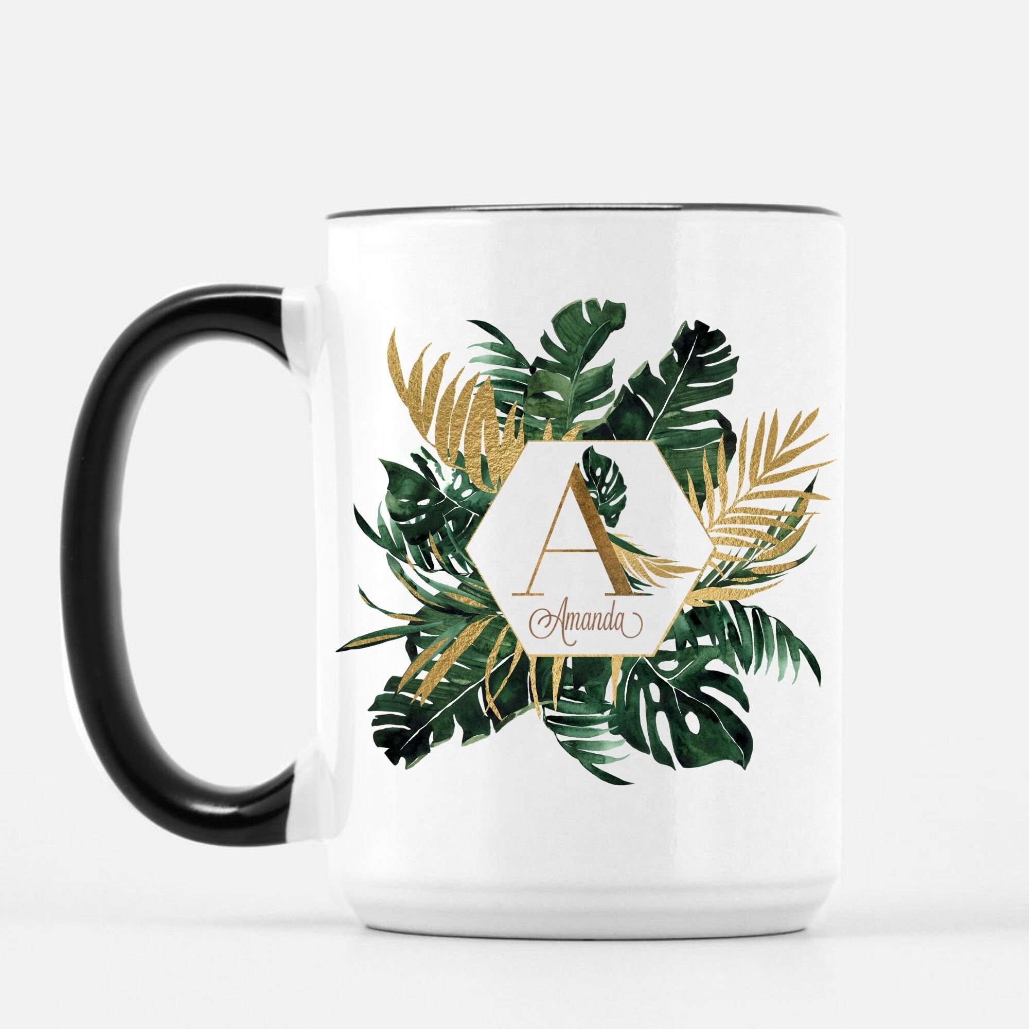 Personalized Monogram Font Modern Mug l Custom Initial Name | Etsy