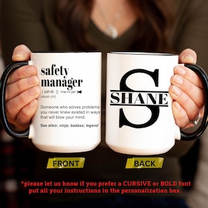 Safety Manager Travel Mug for Men Women Safety Officer Insulated Cup ...