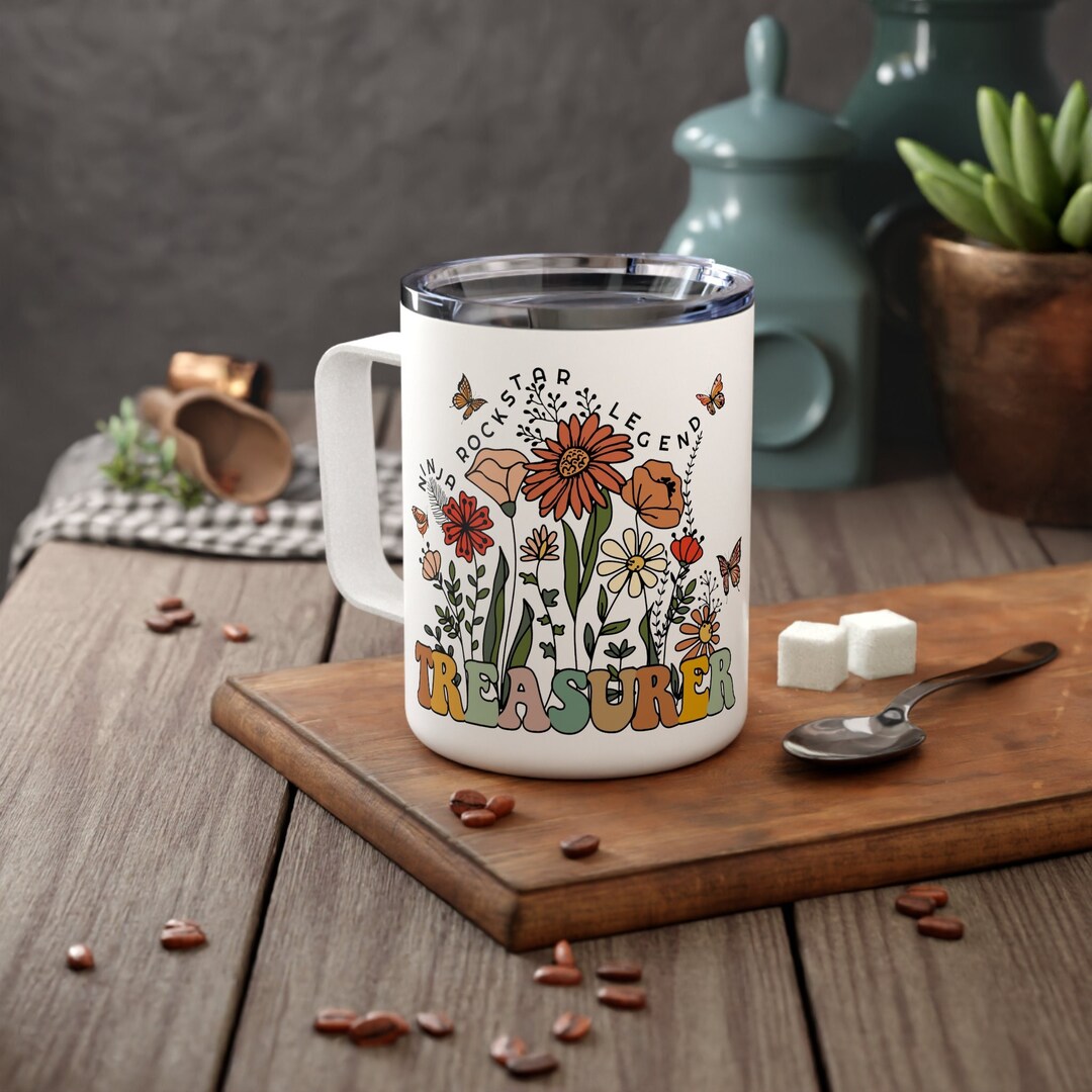 Treasurer Gift for Women Personalized Travel Wildflower Mug Accountant ...