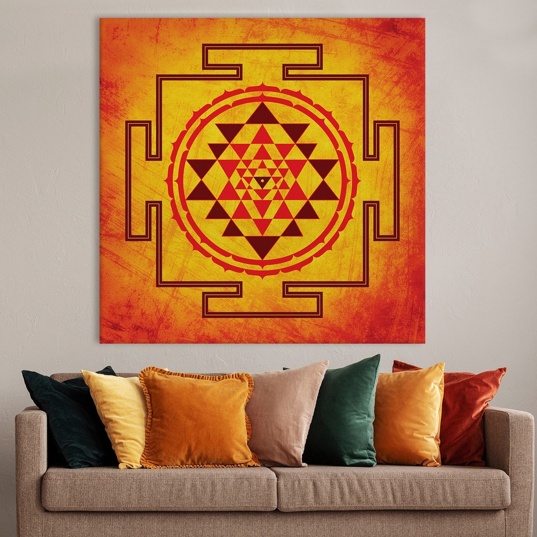 Sri Yantra Canvas Painting Wall Art, Large Size, Shri Yantra Art - Etsy ...