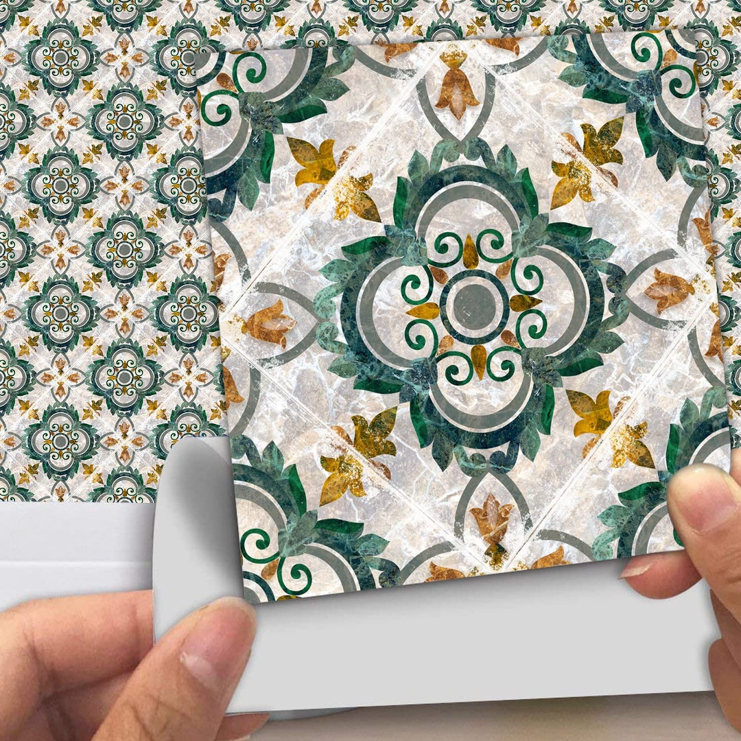 Tile Stickers, Pack of 24, Removable Decorative Stickers, Ornamental ...