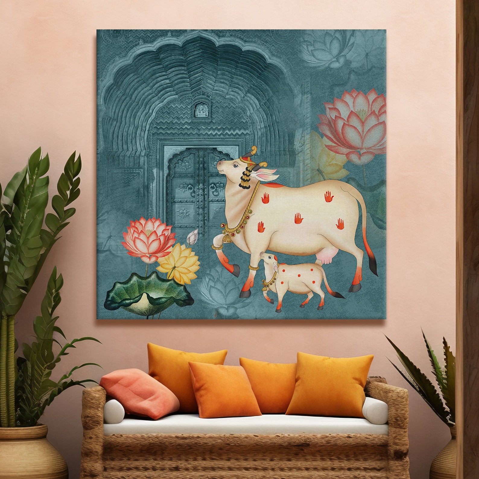 Indian Ethnic Traditional Pichwai Wall Art Canvas Painting for Home ...