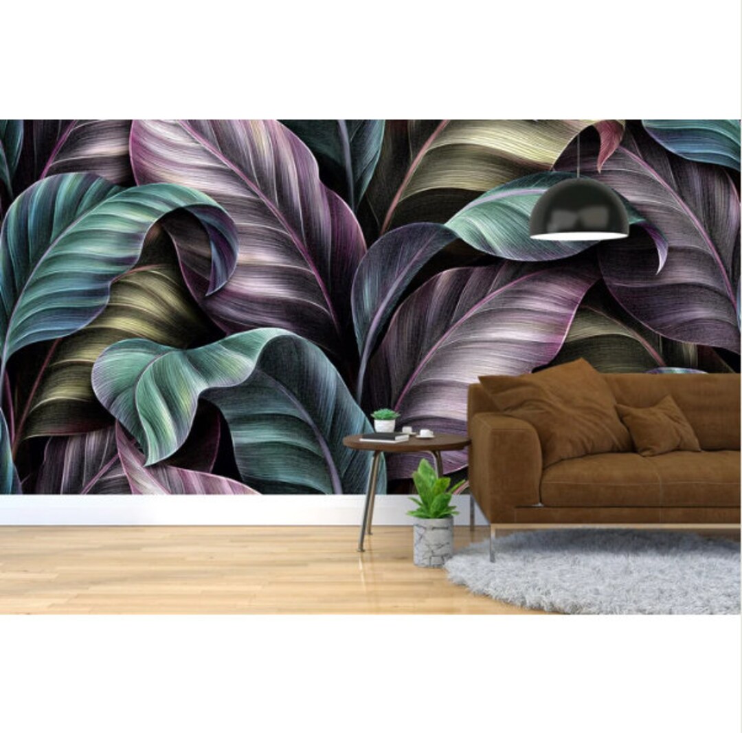 Tropical 3D Leaves Mural Wallpaper for Home, Office, Restaurant and ...