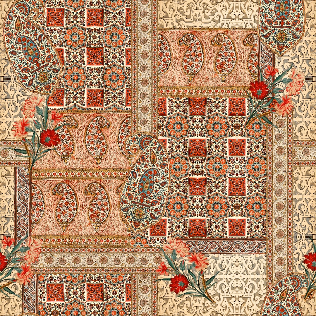 Peel and Stick Wallpaper. Turkish Ethnic Floral Design Wall Decor. - Etsy