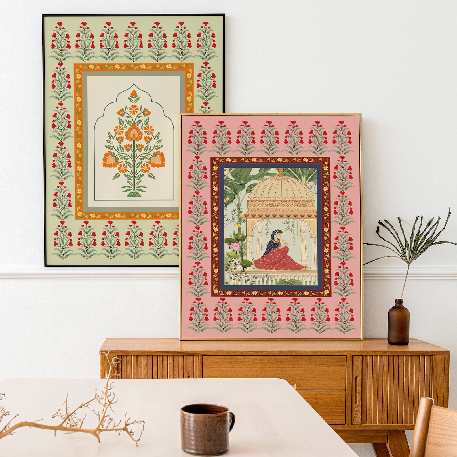 Indian Folk Art Print Set of 3. Traditional Vintage Art. Ethnic ...