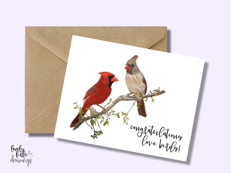 Bird Watching Card, Wedding Card, Cardinal Birds, Bird Watching Gift - Etsy