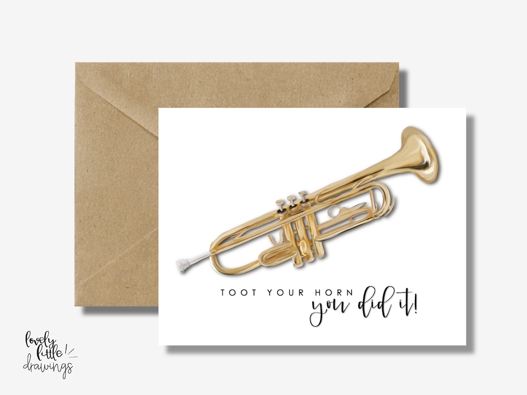 Trumpet Greeting Card, Congratulations Card, Musician Graduation Card ...