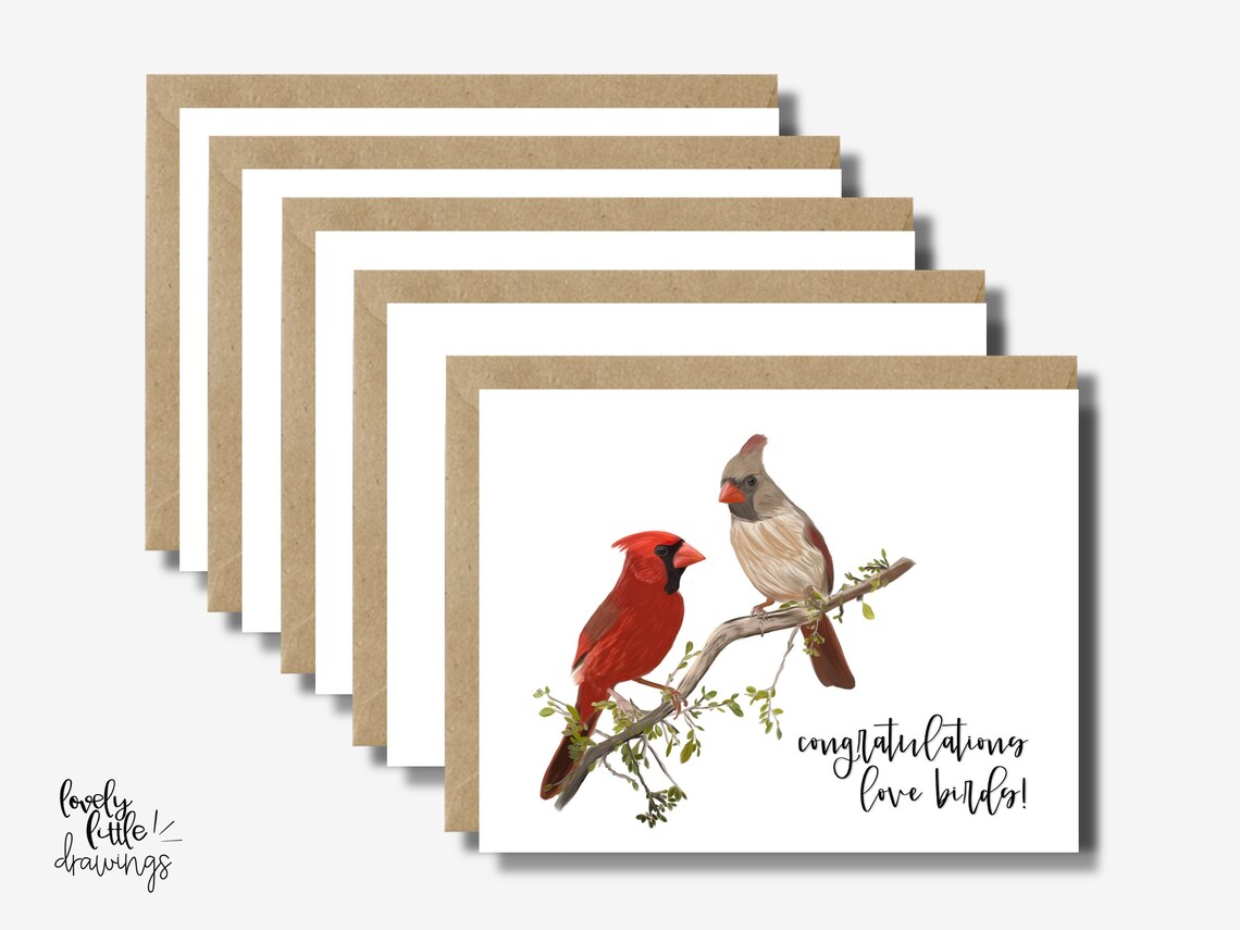 Bird Watching Card, Wedding Card, Cardinal Birds, Bird Watching Gift - Etsy