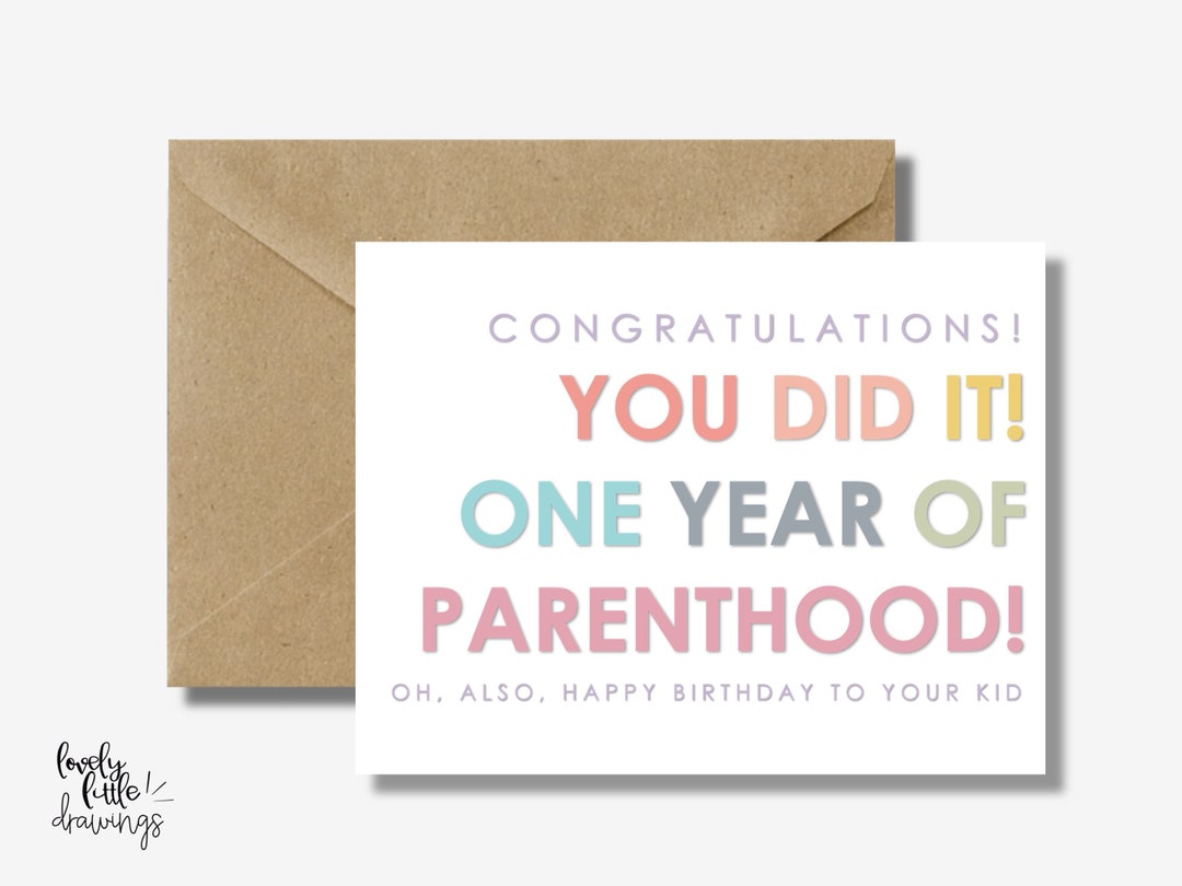 New Parents Greeting Card, First Year of Parenting Card, First Birthday ...